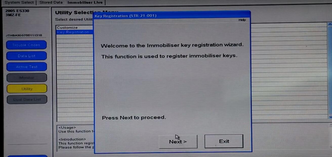 Toyota TIS Techstream Program A New Key For Lexus ES330 - Auto Repair ...