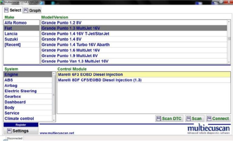 Multiecuscan Injector IMA Coding for Fiat Grande Punto 1.3 Multijet ...