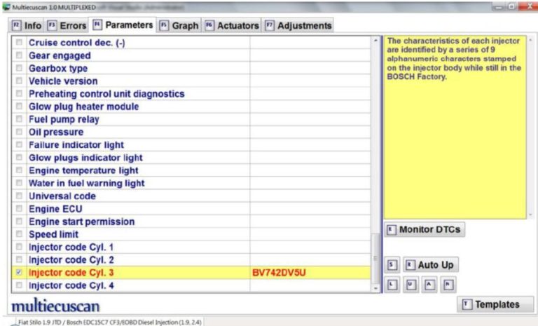 Multiecuscan Injector IMA Coding for Fiat Grande Punto 1.3 Multijet - Auto Repair Technician Home