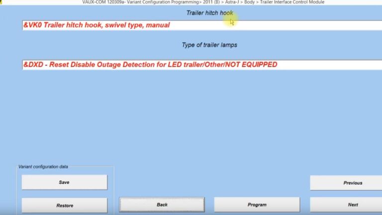 Program Trailer Interface Module for Opel Astra-J by OPCOM - Auto ...