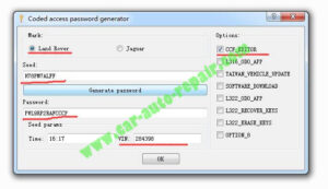 JLR Code Access Password Generator Software - Auto Repair Technician Home