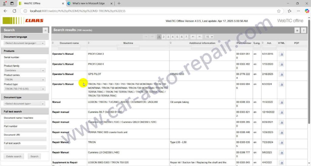 Claas WebTIC Offline Repair & Service 2025 2024 2015 Free Download ...