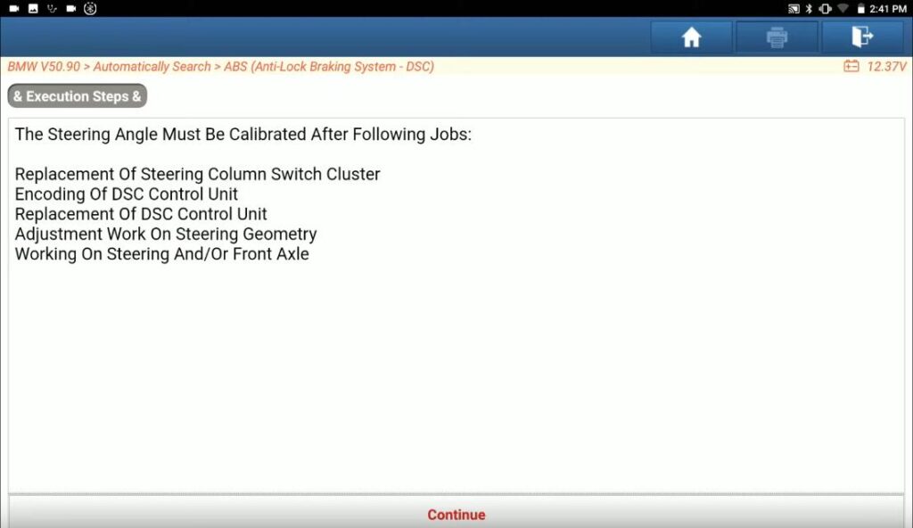 BMW E90 2006 5E50 Fault Code Steering Angle Sensor Calibration by ...