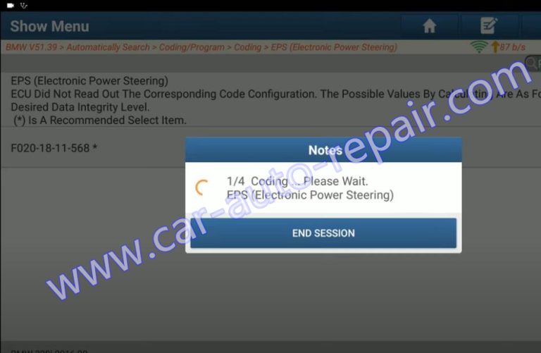 BMW 328i F34 EPS coding by Launch X431 PAD V Link - Auto Repair ...